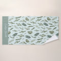Elegant Green Leaves Botanical Nature Pattern Bath Towel Set | Zazzle