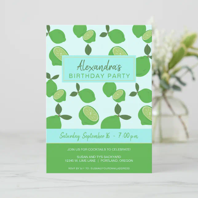 Elegant Green Lime Party Invitation | Zazzle