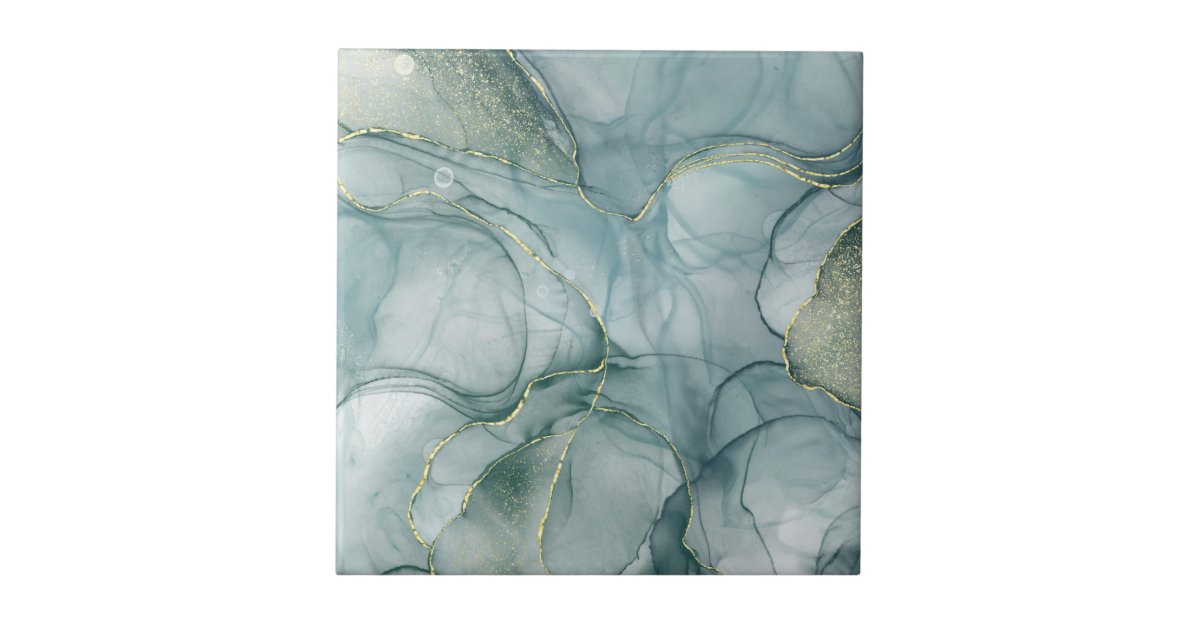 Elegant Green Marble Pattern Ceramic Tile | Zazzle