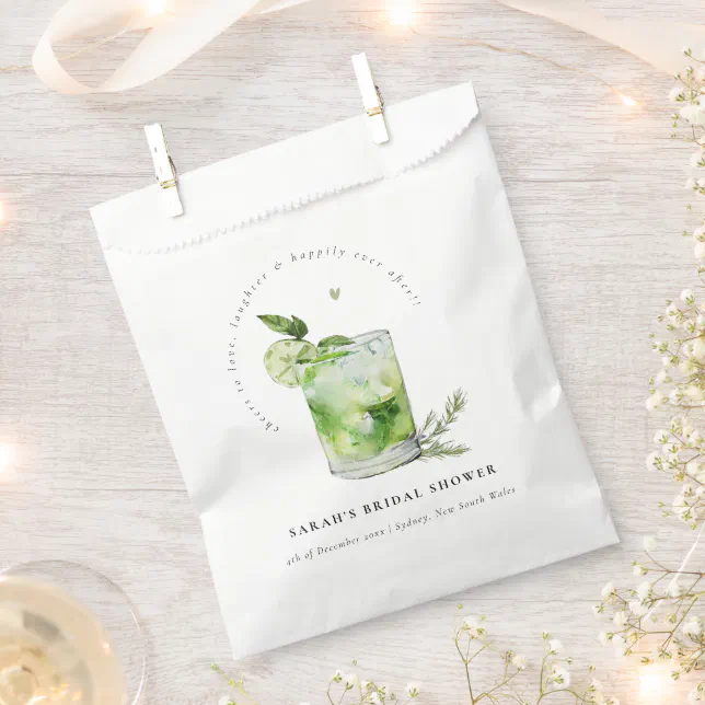 Elegant Green Margarita Cocktail Bridal Shower Favor Bag | Zazzle