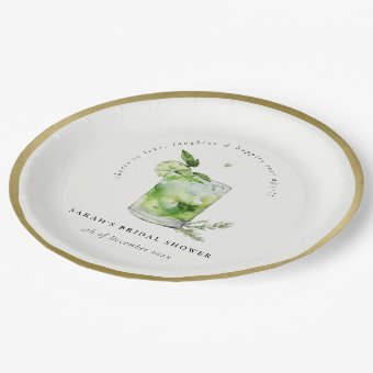 Elegant Green Margarita Cocktail Bridal Shower Paper Plates | Zazzle