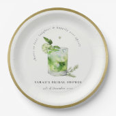 Elegant Green Margarita Cocktail Bridal Shower Paper Plates | Zazzle