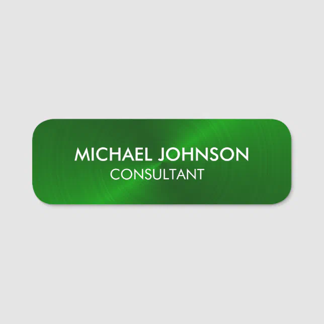 Elegant Green Metallic Professional Business Name Tag | Zazzle