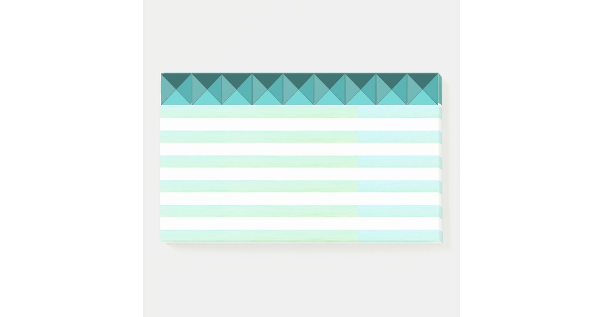 Elegant Green Mint Pyramid Shapes & Stripes Post-it Notes | Zazzle
