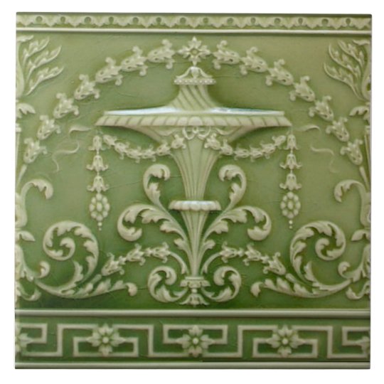Elegant Green Neoclassical Antique Reproduction Ceramic Tile | Zazzle.com