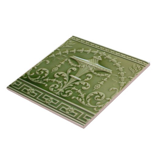 Elegant Green Neoclassical Antique Reproduction Ceramic Tile | Zazzle
