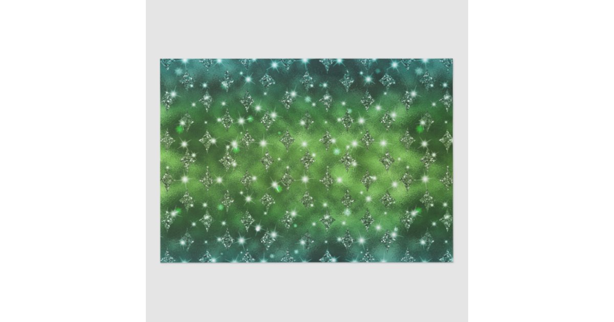 Elegant Green Ombre Glitter Celestial Pattern Tissue Paper | Zazzle