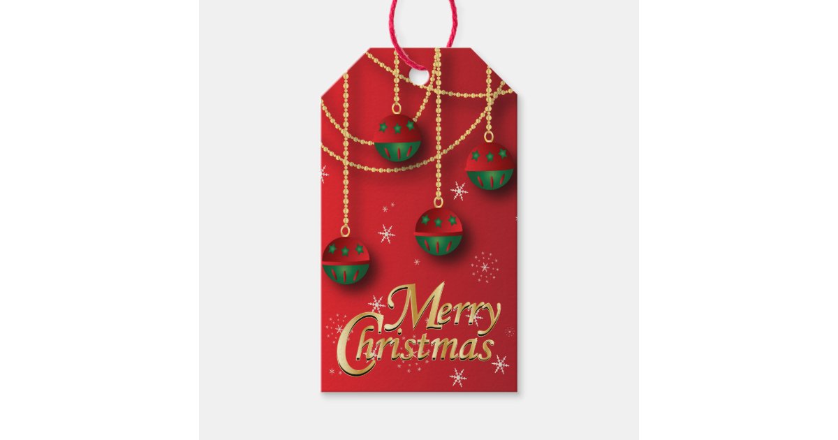 Elegant Green, Red and Gold Christmas Gift Tags | Zazzle