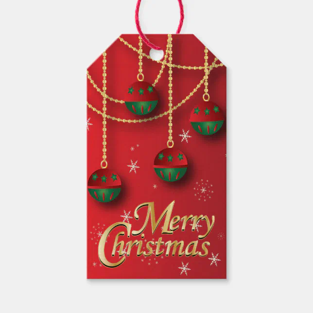 Elegant Green, Red and Gold Christmas Gift Tags | Zazzle