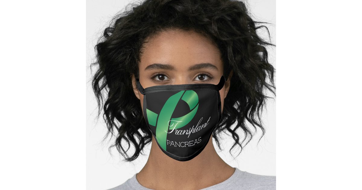Elegant Green Ribbon Transplant Custom Face Mask | Zazzle