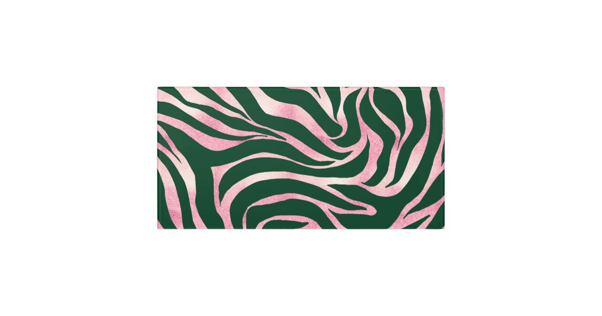 Elegant Green Rose Gold Glitter Zebra Door Sign | Zazzle