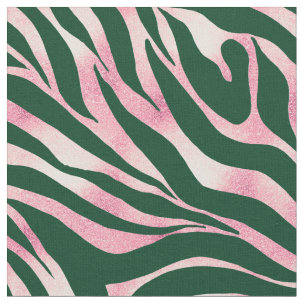Elegant Gold Glitter Zebra Green Animal Print Fabric | Zazzle