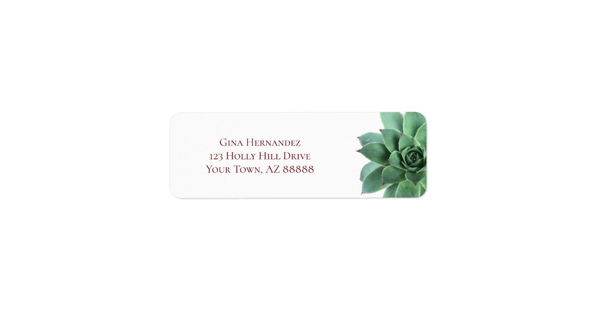 Elegant Green Succulent Return Address Label | Zazzle
