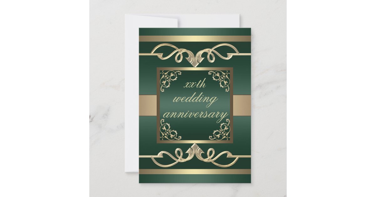 Elegant Green Swoop wedding anniversary Invite | Zazzle