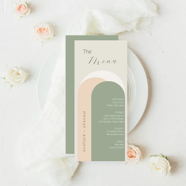 Elegant Green Wedding Menu | Zazzle