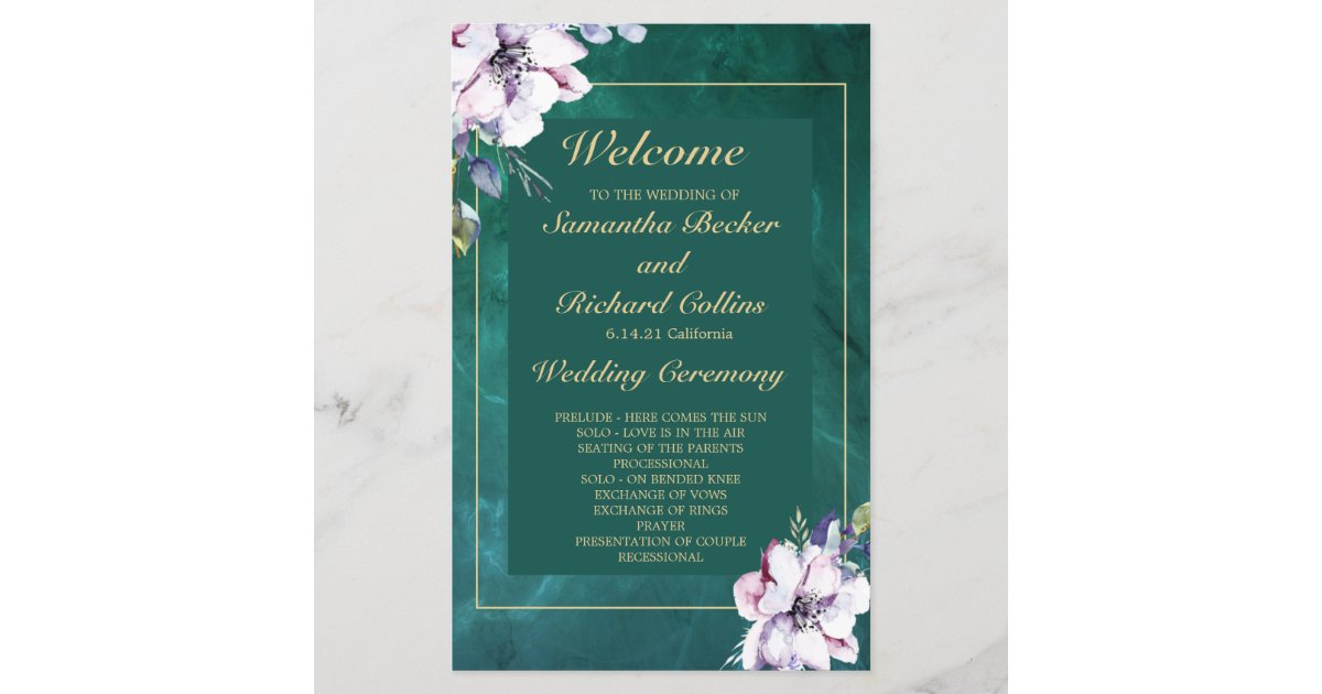 Elegant Green Wedding Program | Zazzle