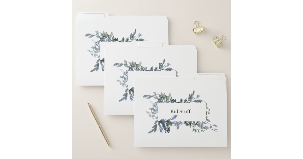 Elegant Greenery Add Your Labels File Folder | Zazzle