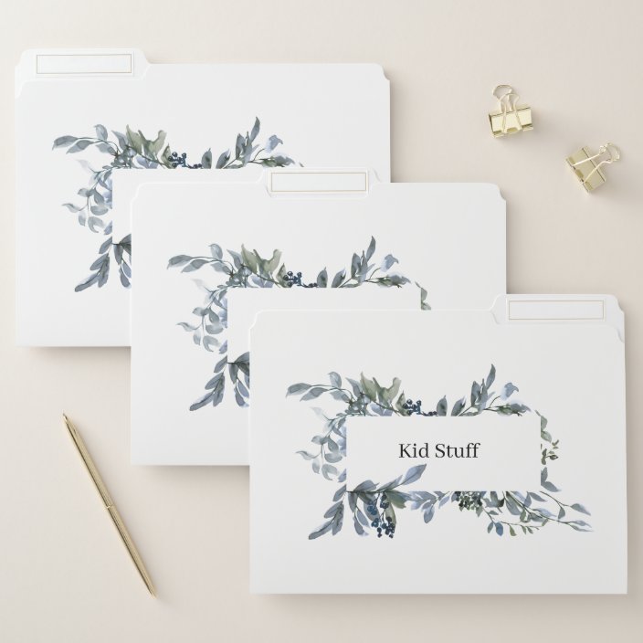 Elegant Greenery Add Your Labels File Folder | Zazzle.com