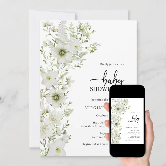 Elegant Greenery Baby Shower Invitation | Zazzle