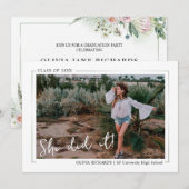 Elegant Greenery Boho Floral Graduation Party Invi Invitation | Zazzle
