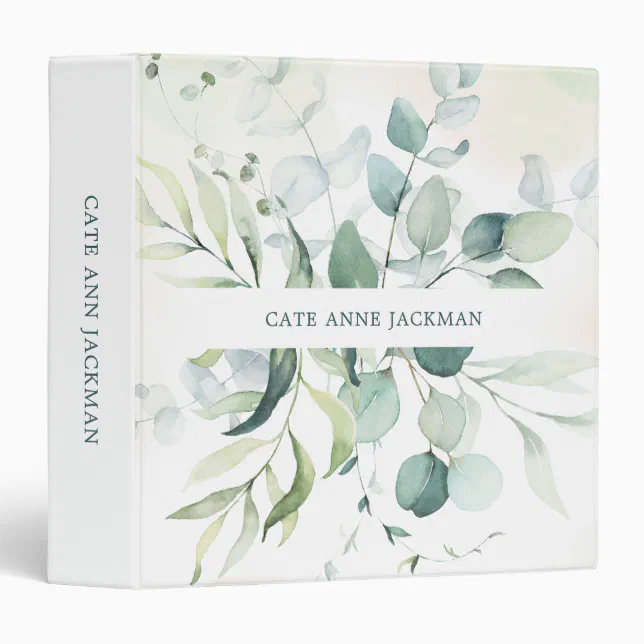 Elegant Greenery Botanical Business Eucalyptus 3 Ring Binder | Zazzle