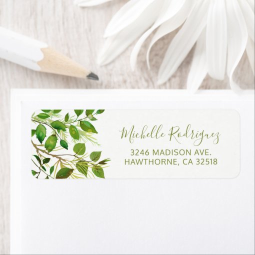 Elegant Greenery Botanical Garden Foliage Label | Zazzle