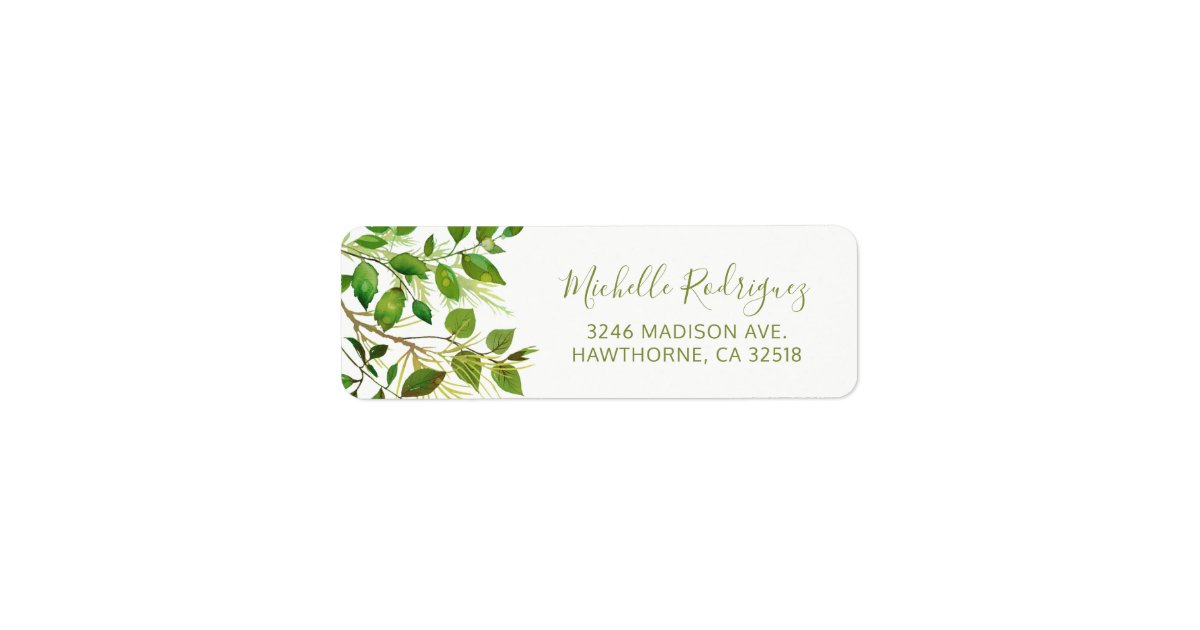 Elegant Greenery Botanical Garden Foliage Label | Zazzle