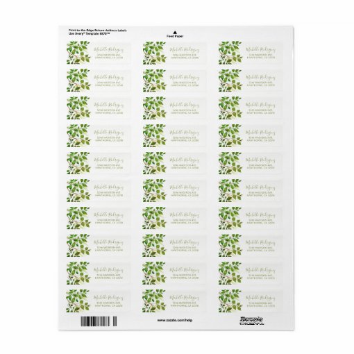 Elegant Greenery Botanical Garden Foliage Label | Zazzle