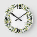 ELEGANT GREENERY BOTANICAL WALL CLOCK | Zazzle