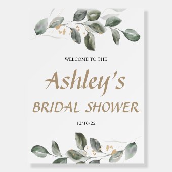 Elegant Greenery Bridal Shower Welcome Board | Zazzle