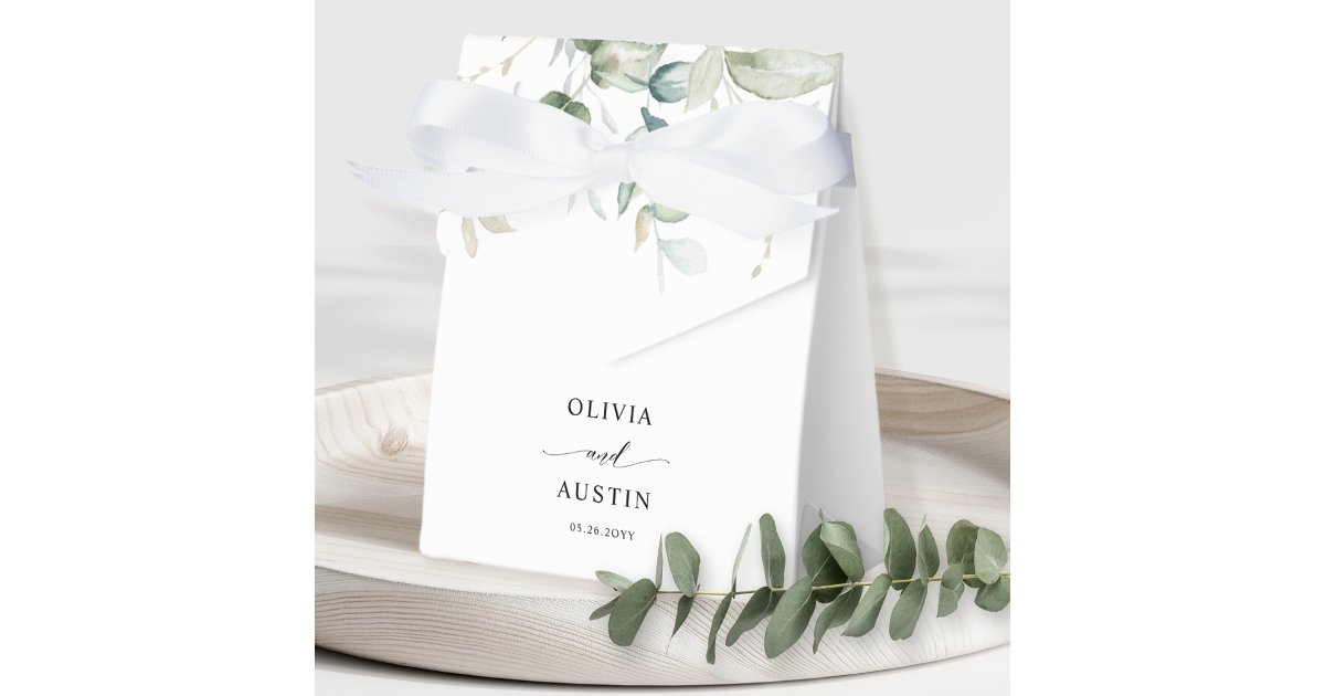 Elegant Greenery Eucalyptus Leaves Favor Boxes | Zazzle