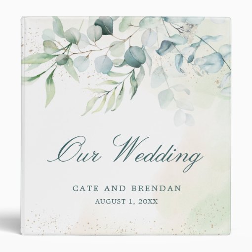 Elegant Greenery Eucalyptus Rustic Wedding 3 Ring Binder | Zazzle