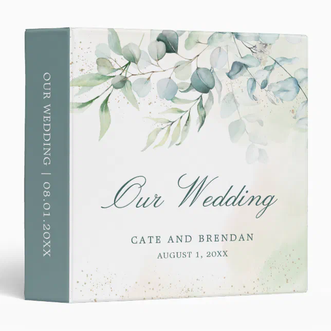 Elegant Greenery Eucalyptus Rustic Wedding 3 Ring Binder | Zazzle