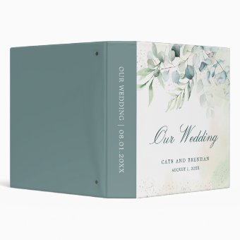 Elegant Greenery Eucalyptus Rustic Wedding 3 Ring Binder | Zazzle