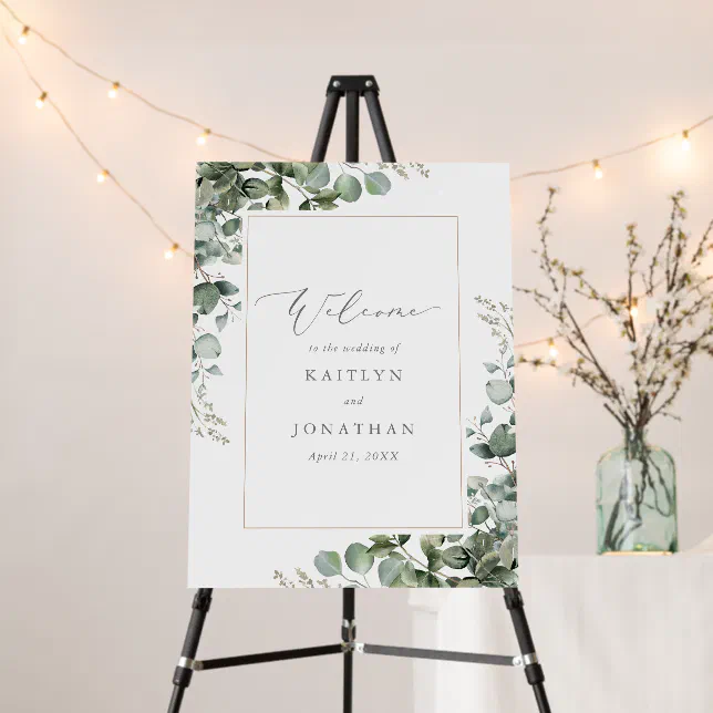 Elegant Greenery Eucalyptus Wedding Welcome Sign | Zazzle