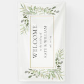 Elegant Greenery Foliage Wedding Welcome Banner | Zazzle