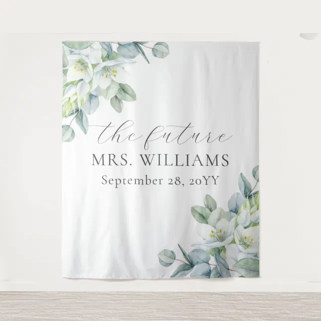 Elegant Greenery Future Mrs Photo Booth Backdrop | Zazzle