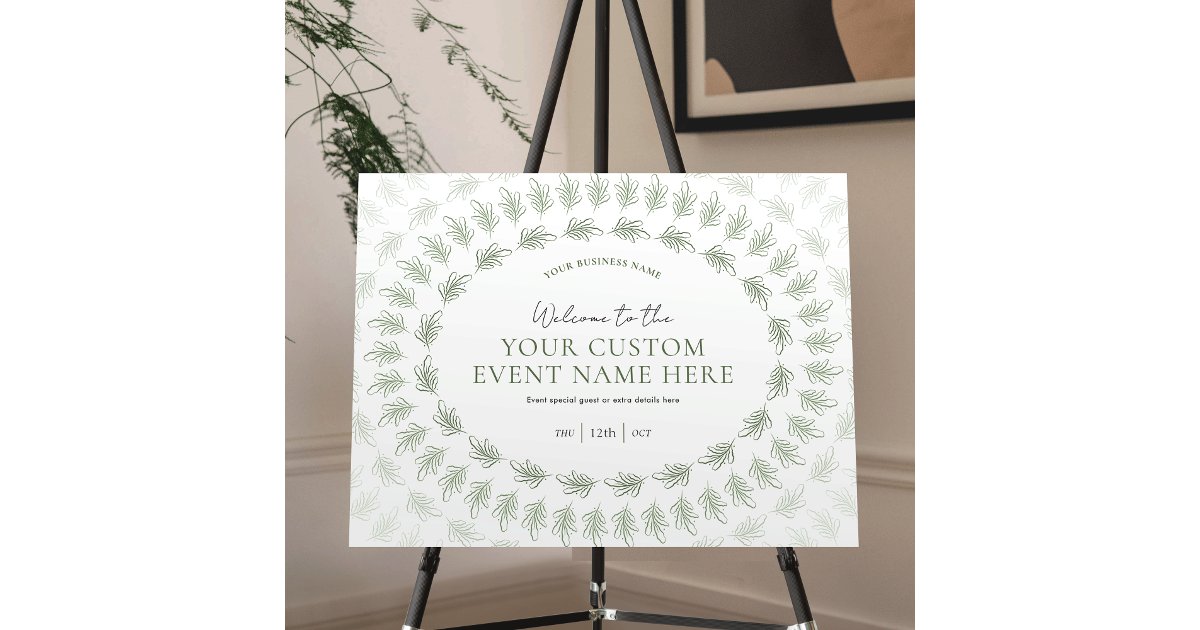 Elegant Greenery Gala Business Event Welcome Sign | Zazzle