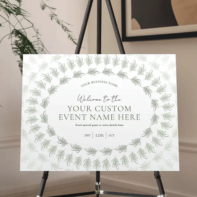 Elegant Greenery Gala Business Event Welcome Sign | Zazzle