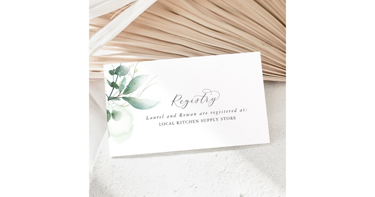 Elegant Greenery Gift Registry Enclosure Card | Zazzle