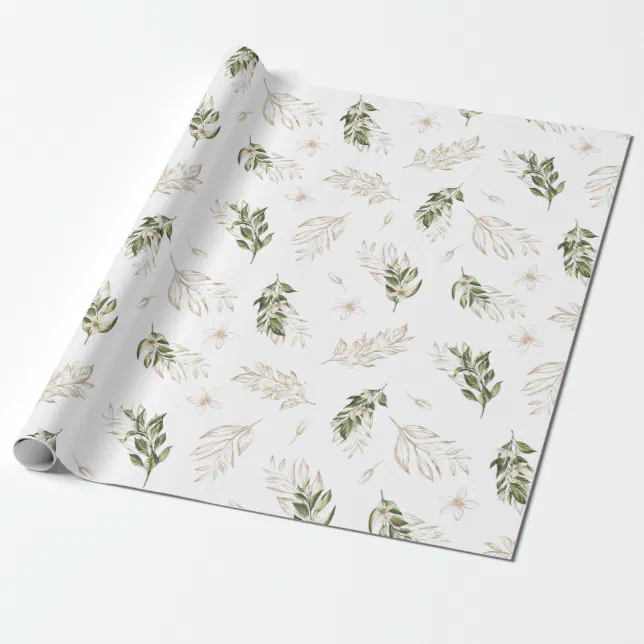 Elegant Greenery & Gold Wedding Wrapping Paper | Zazzle