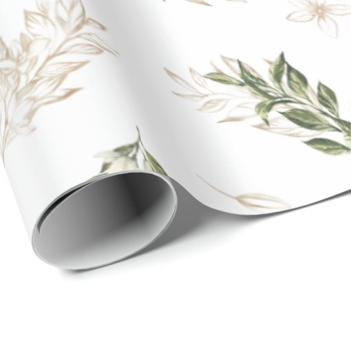 Elegant Greenery & Gold Wedding Wrapping Paper | Zazzle