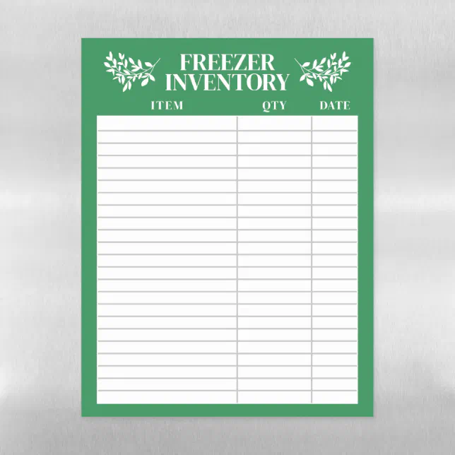 Elegant Greenery Green Freezer Inventory Magnetic Dry Erase Sheet | Zazzle