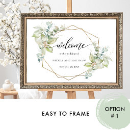 Elegant Greenery Horizontal Welcome Wedding Sign | Zazzle