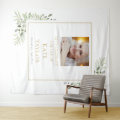 Elegant Greenery Photo Funeral Memorial Service Tapestry | Zazzle