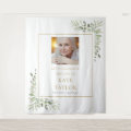 Elegant Greenery Photo Funeral Memorial Service Tapestry | Zazzle