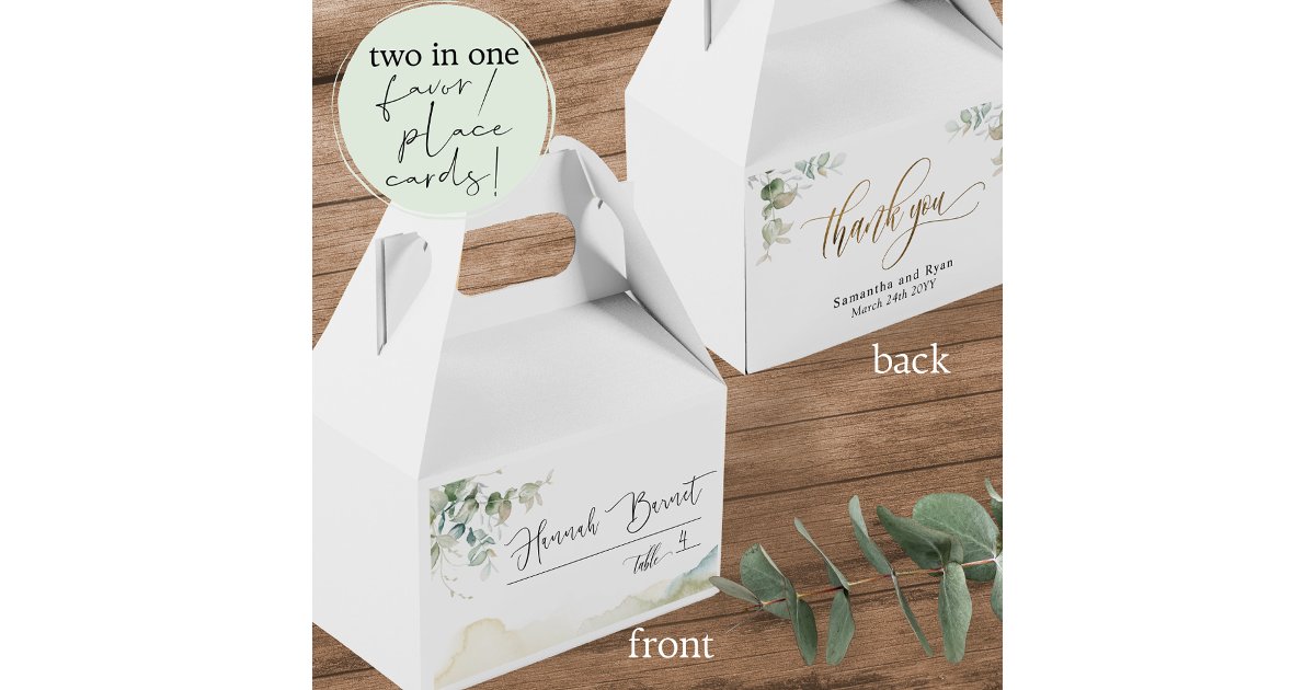 Elegant Greenery Place Card / Favor Boxes | Zazzle