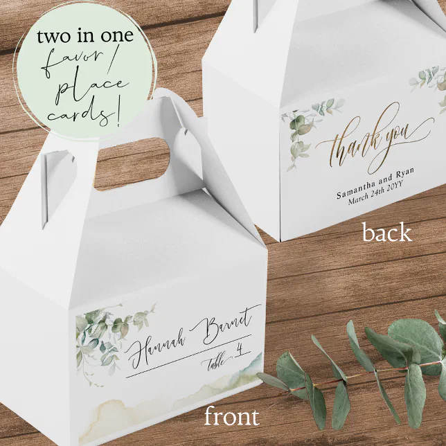 Elegant Greenery Place Card / Favor Boxes | Zazzle