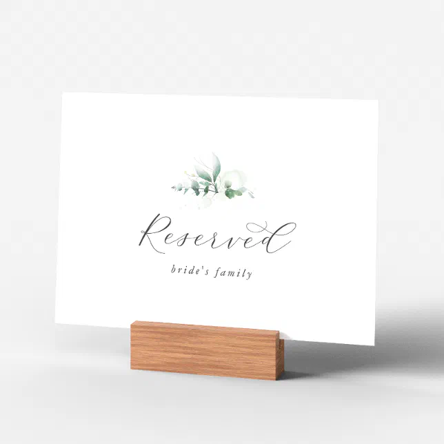 Elegant Greenery Reserved Sign | Zazzle