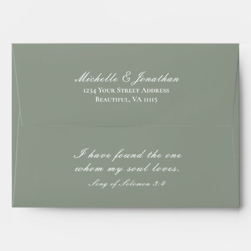 Elegant Greenery Return Add Bible Verse Wedding Envelope | Zazzle